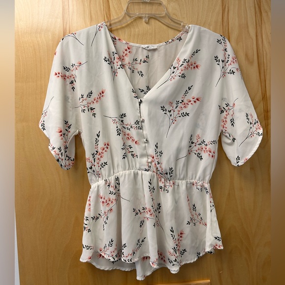 Sienna Sky | Tops | 3 Sienna Sky White Button Floral Flowy Top Large ...